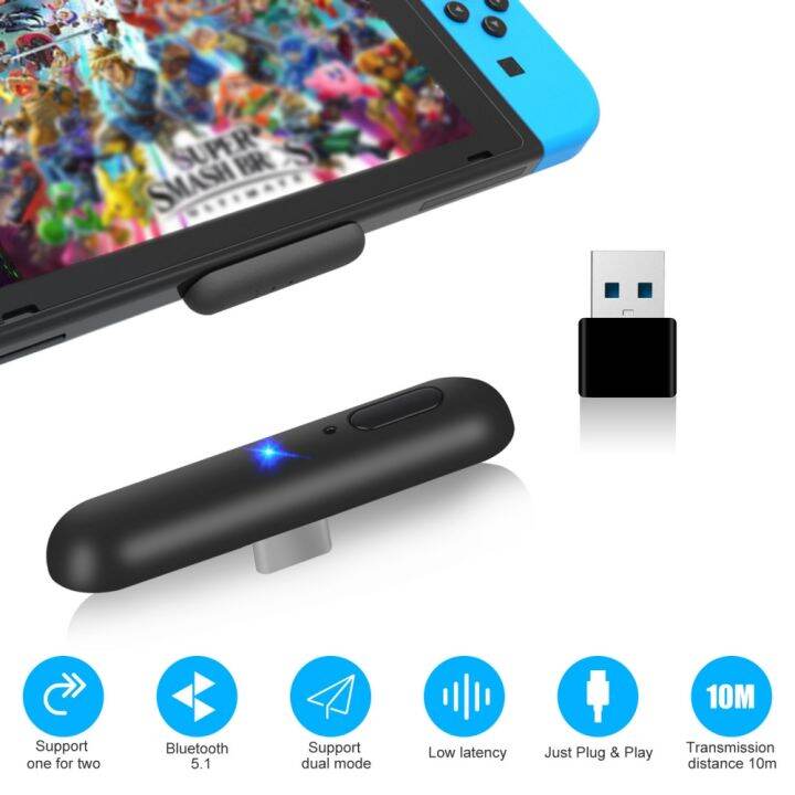 Bluetooth-Adapter 5.1 Transmitter For Nintendo Switch Lite USB C to A ...