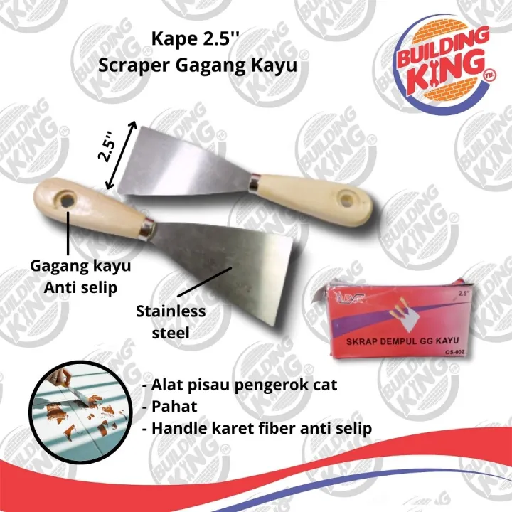 Kape Scrap Gagang Kayu 2,5" Scraper Dempul Cat 2 1/2 Inch Putty Skrap ...