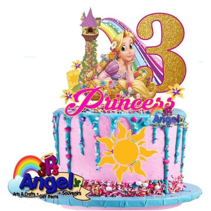 Rapunzel Tangled Birthday Cake Topper D2 Print In Glossy Photopaper