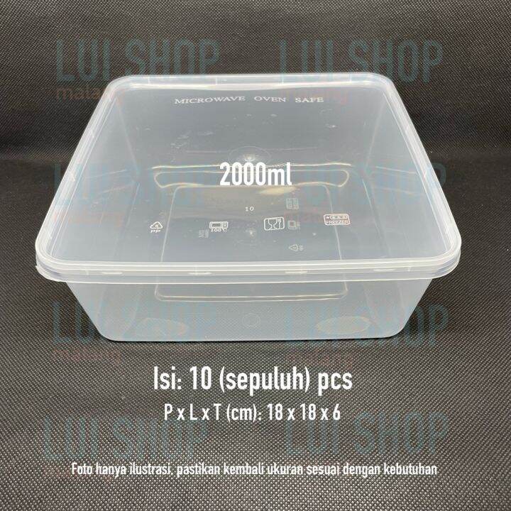 Thinwall Dm 2000ml Kotak Square Food Container Box [per 10pcs] Lazada