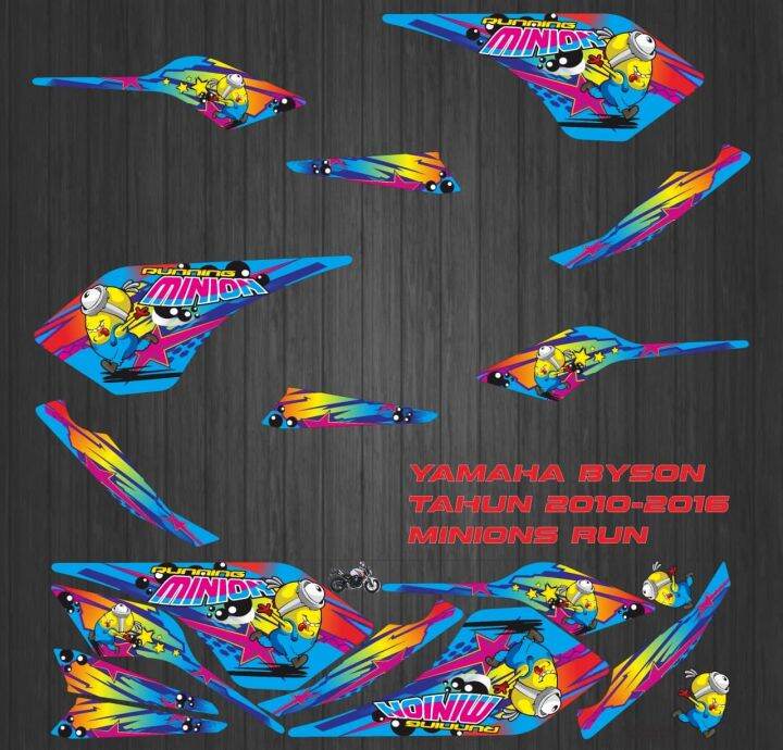 STIKER MOTOR STRIPING DECAL YAMAHA BYSON TAHUN 2010 - 2016 MINIONS RUN ...