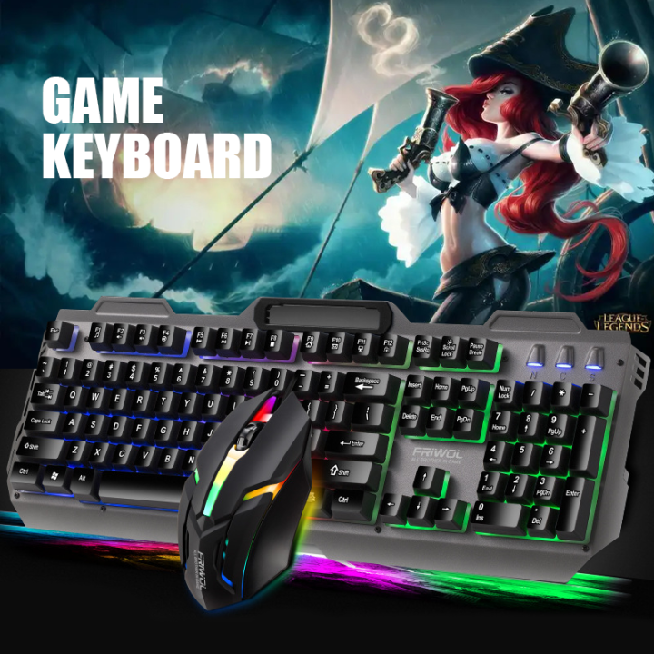 TYLEX XZ28 RGB Backlit Metal Gaming Keyboard and Mouse Set 3 Colorful ...
