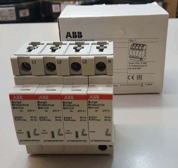 ABB Surge Protective Device OVR T2 3N 40-275 P TS QS 3 phase Lightning Protection 40KA | Lazada