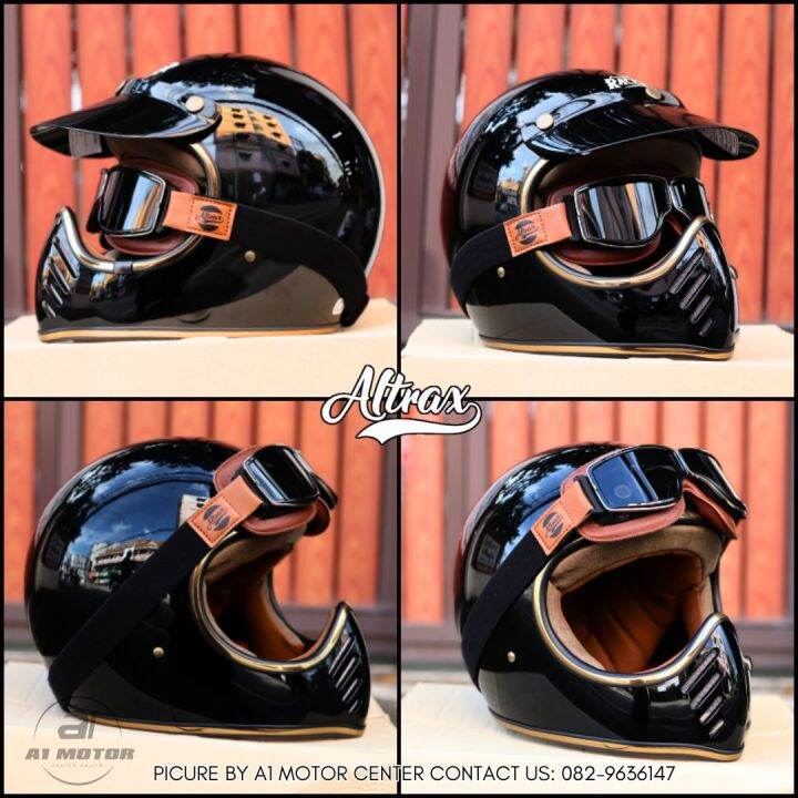 หมวกกันน็อควินเทจ คลาสสิค เต็มใบ Altrax รุ่น Racer มาพร้อมแว่นสุดเท่ห์ ...