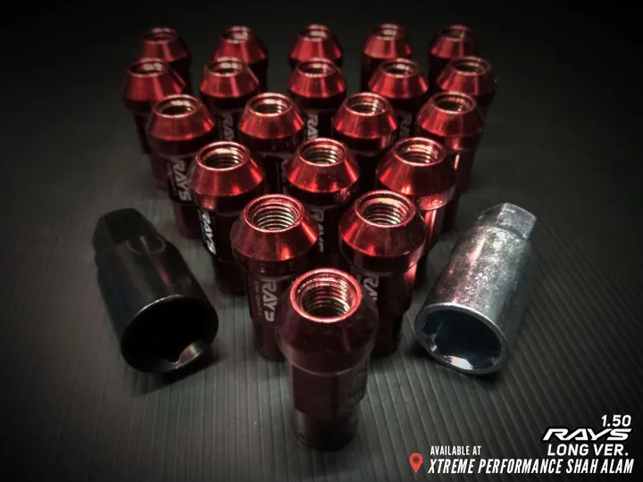 WHEEL NUT RAYS 1.50 LONG RED ALUMINIUM ANODIZED LUG NUT 20 PCS | Lazada