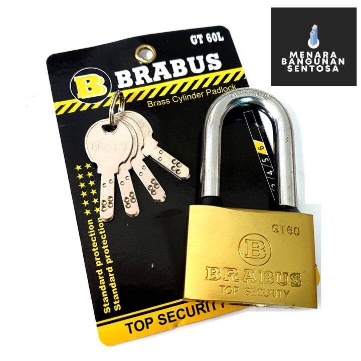 Gembok Kuningan Brabus GT Leher Panjang 60 mm - Gembok Pintu Pagar ...