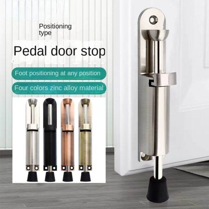 Stainless Steel Telescopic Door Stopper Silver Spring Loaded Step-On ...