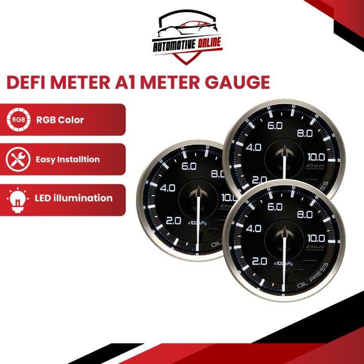 Defi Meter A1 Meter Gauge Advance RGB Color include Sensor and Meter ...