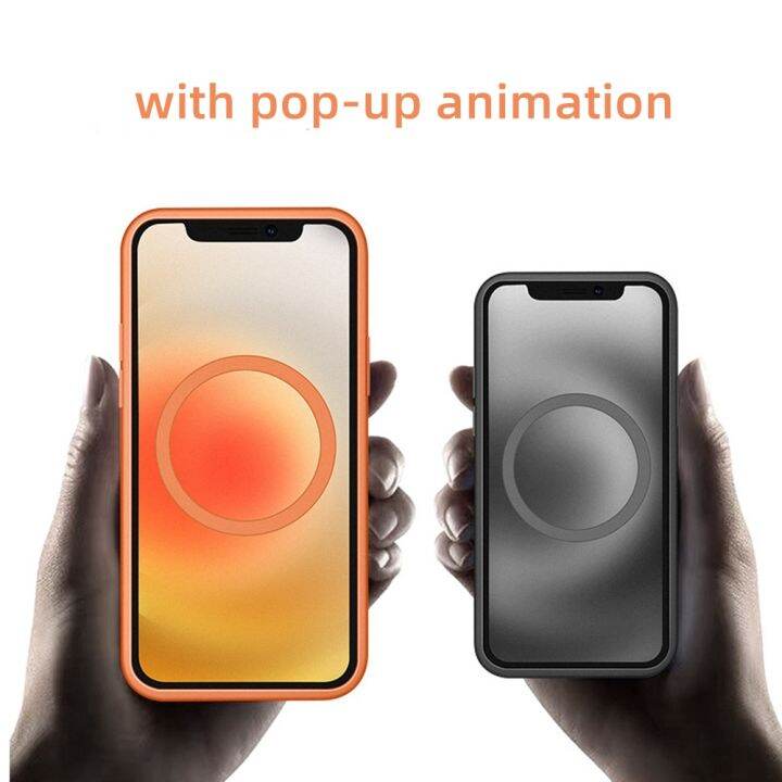 NEW FIRE 】เคสซิลิโคนเหลวพร้อม POP UP Animation Magnetic Magsafing Drop ...