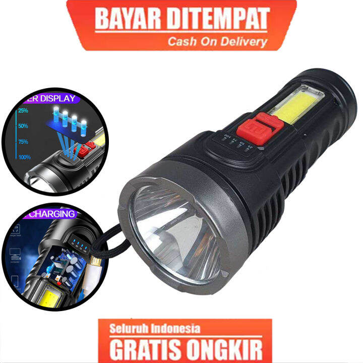 Senter LED Waterproof Anti Air USB Cree XPE+COB 7800 Lumens Jarak Jauh ...