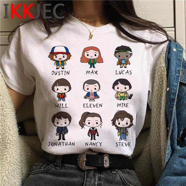 Stranger Things summer top male vintage couple graphic tees white t ...