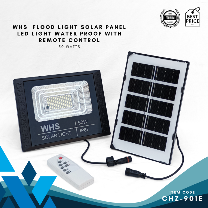 WHS Flood Light Solar Panel Led Light Water Proof With Remote Control ...