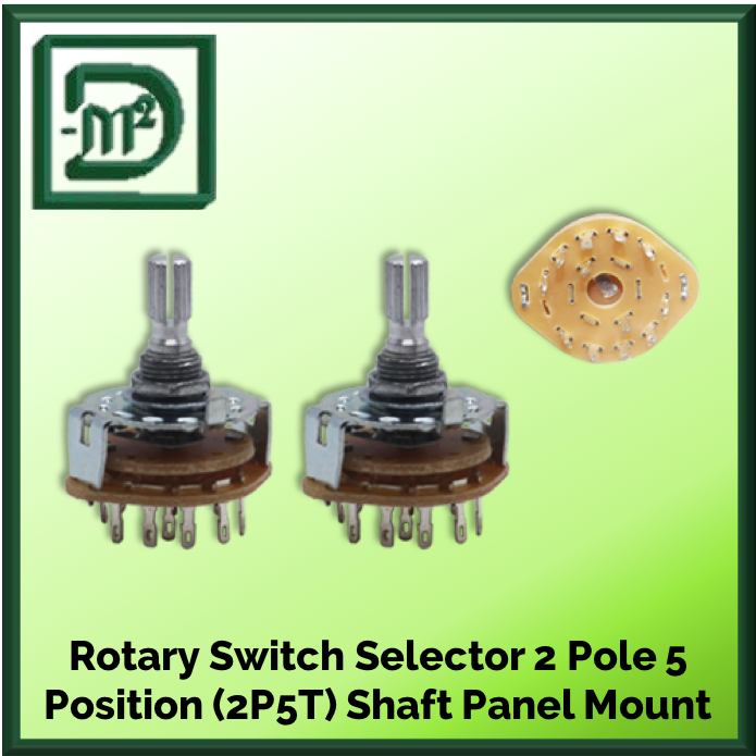 Rotary Switch Selector 2 Pole 5 Position 2P5T Shaft Panel Mount (2pcs ...