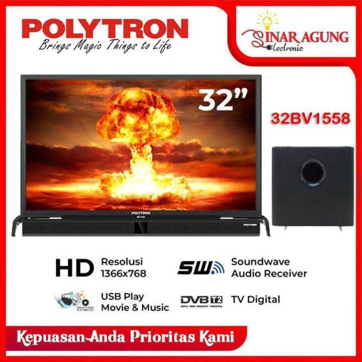 POLYTRON LED TV PLD 32BV1558 [32INCH] DIGITAL TV CINEMAX SOUNDBAR | Lazada Indonesia