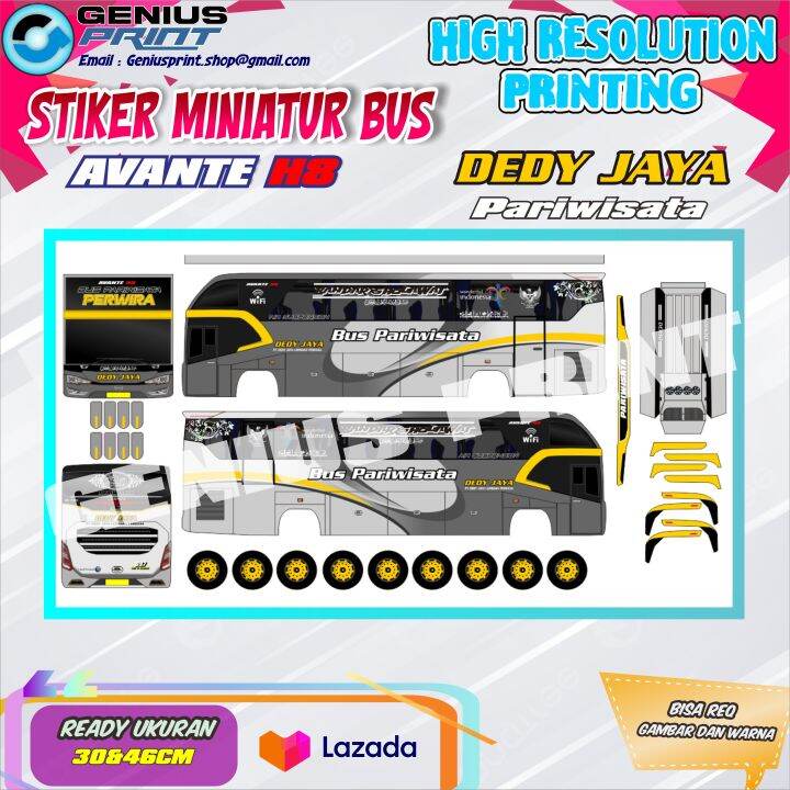 Stiker A3 Miniatur Bus Avante H8 Livery Dedy Jaya | Epa Star | Laju ...