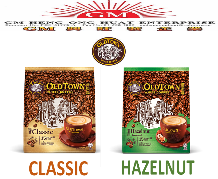 OLDTOWN White Coffee 3-in-1 Hazelnut/Classic Instant Premix (38g x 15s ...