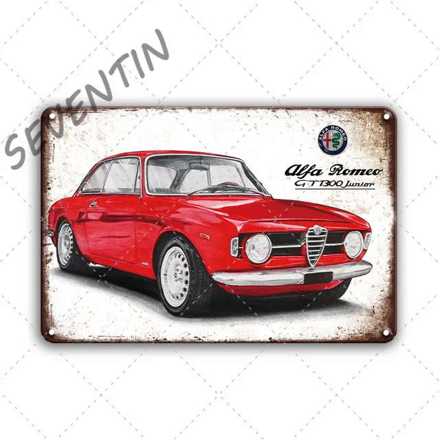 Vintage ที่จอดรถโลหะเท่านั้นป้ายดีบุก Rusty Alfa Romeo โปสเตอร์รถป้าย ...