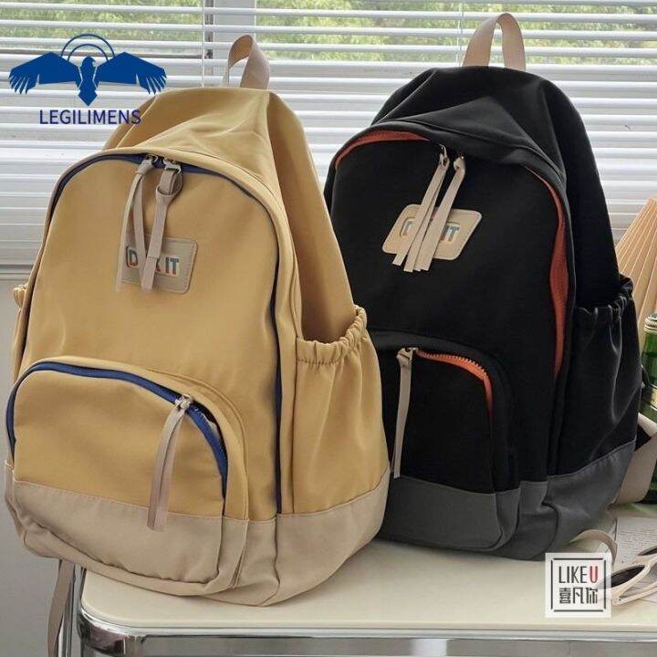 LEGILIMENS กระเป๋าผ้าใบสไตล์วินเทจของญี่ปุ่นกระเป๋าเป้สะพายหลังดีไซน์จุ ...