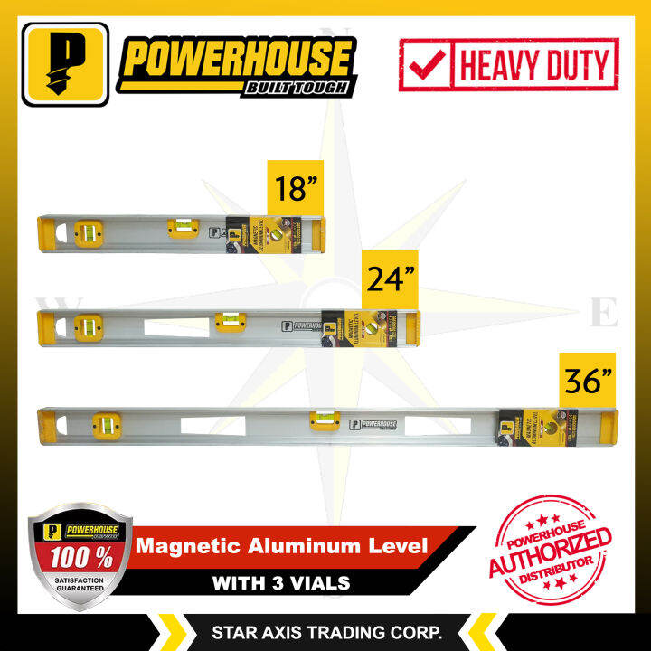 Powerhouse Magnetic Aluminum Level Bar 18" | 24" | 36" inches | Lazada PH