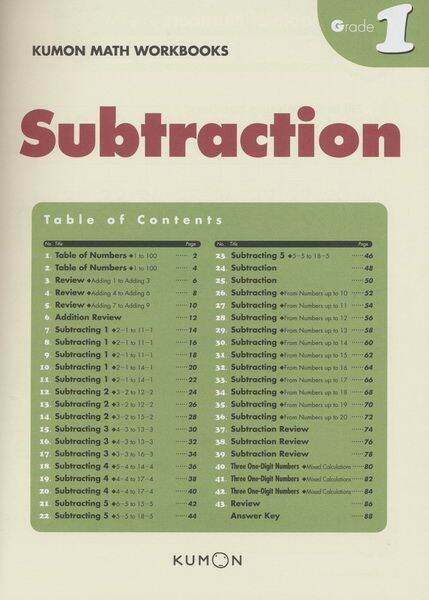 Kumon calculation math subtraction grade 1 official document ...