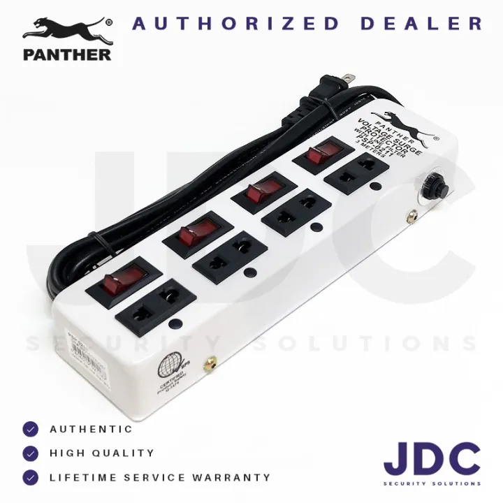 Panther PSP-0211 Extension Cord with Surge Protector, 4 Switches, 4 ...