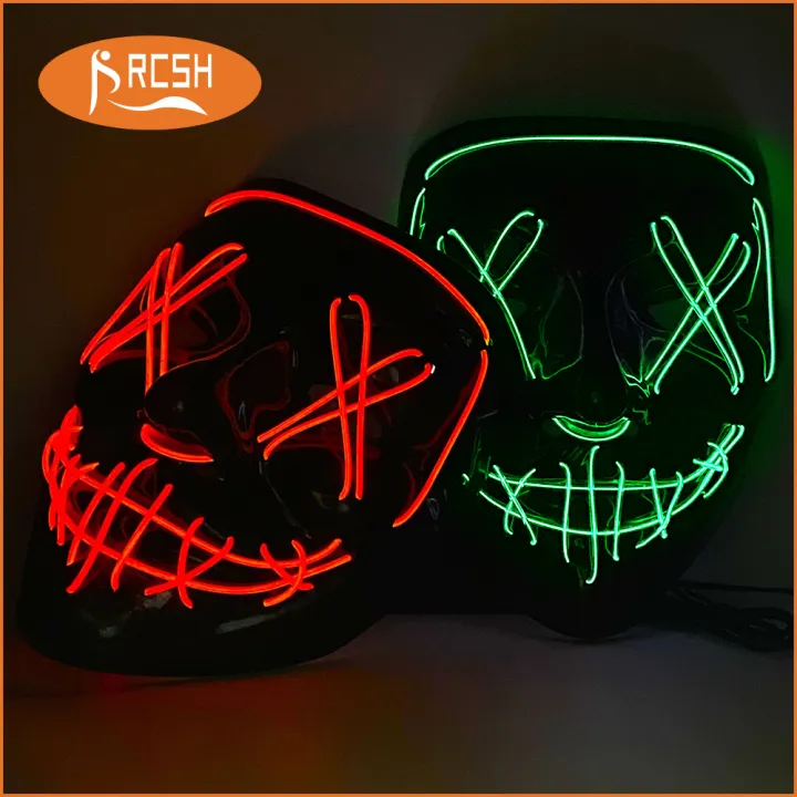 Neon Stitches Mask LED Wire Light Up Costume Party Purge Halloween ...