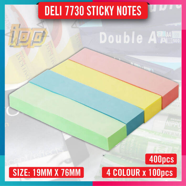 Deli Stick-On Notes 19mm X 76mm 4 Colour Paper / Sticky Note (400's ...
