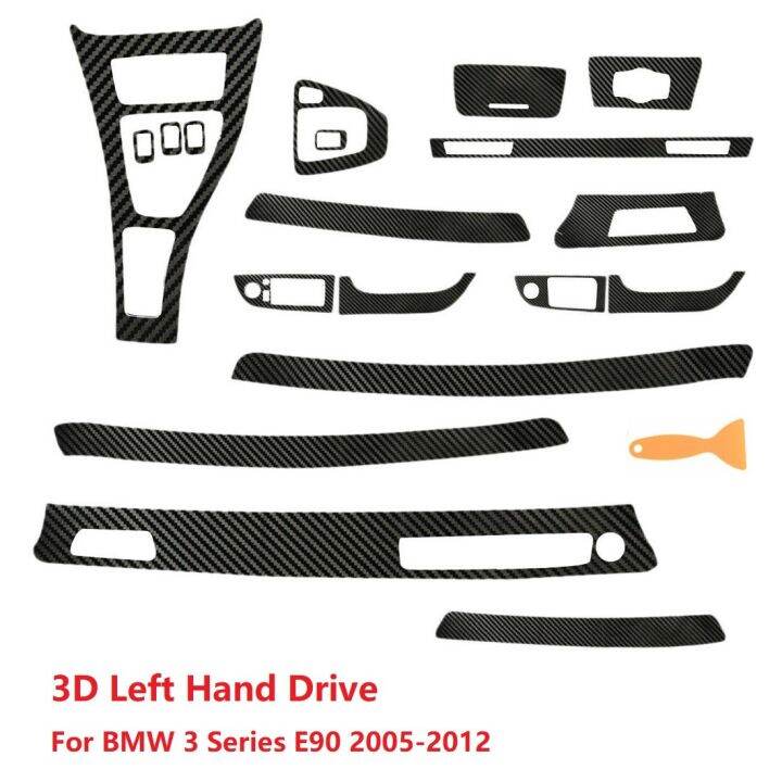 3D Interior Glossy Carbon Fiber Wrap Trim Decal For BMW 3 Series E90 ...