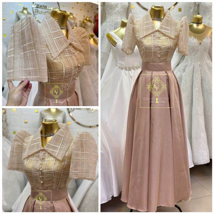 Modern Filipiniana mestiza top and skirt | Lazada PH