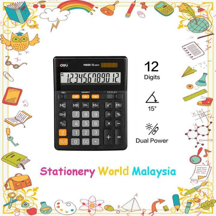 SWM Deli Dual Memory Function Calculator Acrylic Screen M888 | Lazada