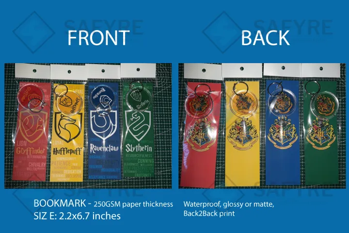 SAFYRE - BOOKMARK and KEYCHAIN, Harry Potter, Hogwarts Houses Design ...