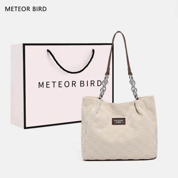 ♥Meteor BIRD กระเป๋าสะพายไหล่ กระเป๋าถือ ผ้าแคนวาส ทรงโท้ท จุของได้เยอะ ...