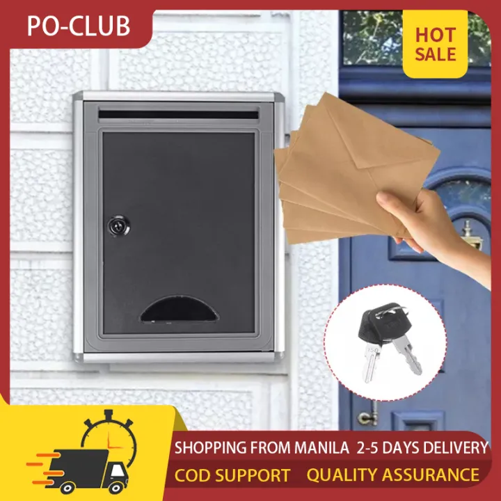 Mail Letter Post Storage Box Outdoor Lockable Mailbox Wall Mount ...