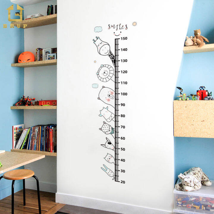 Simple Line Animals Cartoon Height Ruller Wall Stickers Grow Up Height ...