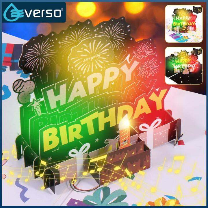 Everso Musical Birthday Cards Happy Birthday Pop Up Card with Light and Music 3D Pop Up Birthday ...