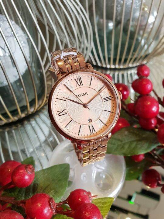 FOSSIL Jacqueline Three-Hand Rose Gold-Tone Stainless Steel Watch ...