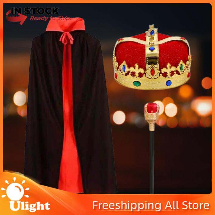Ulight King Costume for Boys Kings Hat King Robe Crown Scepter Set ...
