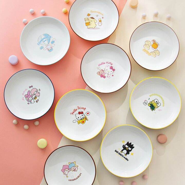 Sanrio Anime Hello Kitty 7 Inch Ceramic Dinner Plate Kawaii My Melody ...