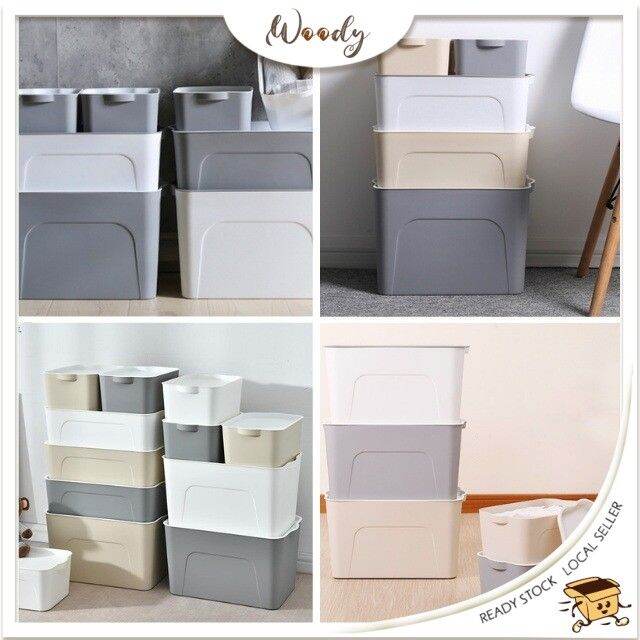 【Woody】Portable Handle Storage Box With Cover 4 in 1 Simple ...