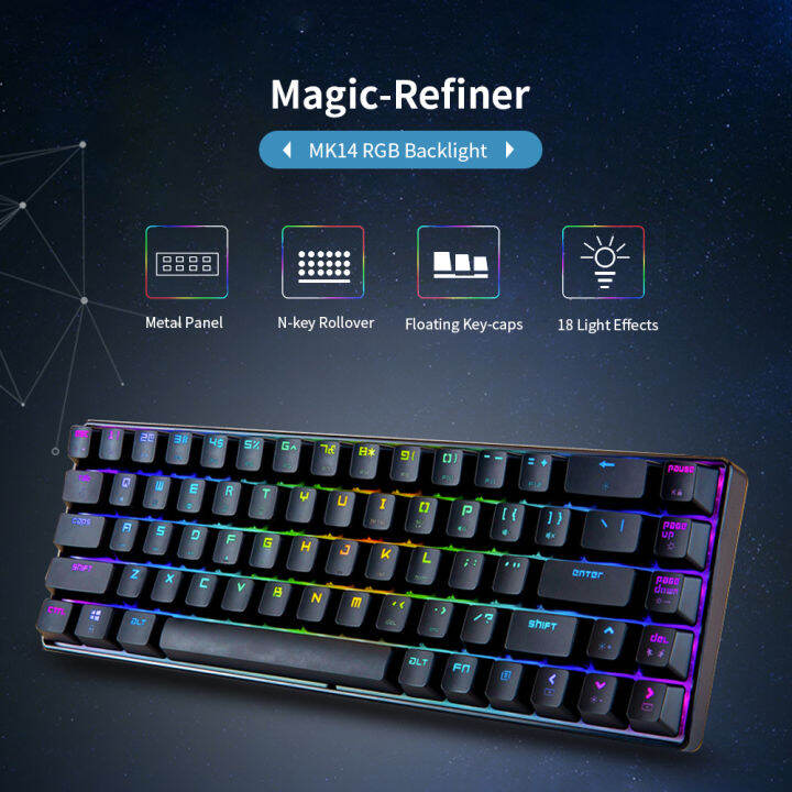 Magic-Refiner MK14 RGB Backlight Keyboard 68 Keys Metal Panel N-key ...