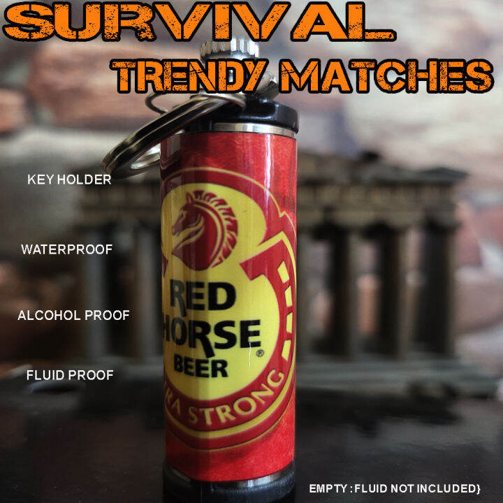 Waterproof Survival Round Match RedHorse Striker Stainless Keychain ...