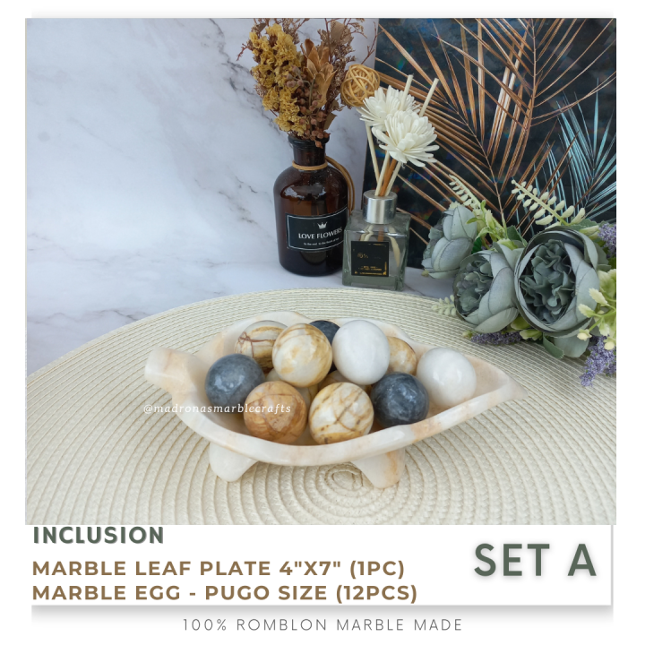 MINIMALIST REAL LEAF 4X7 INCH MARBLE PLATE CENTER TABLE DISPLAY SET ...