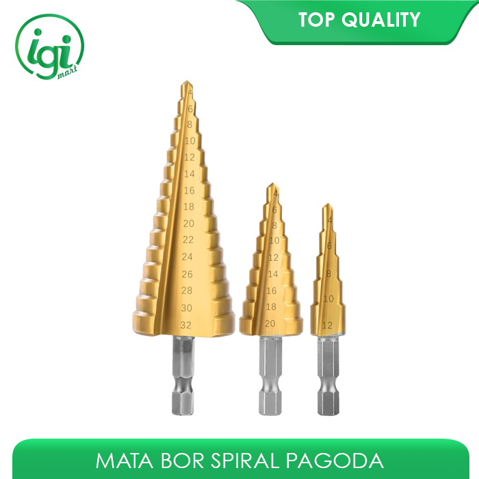 MATA BOR BESI PAGODA SPIRAL STEP CONE SET BIT PAKET MULTIFUNGSI DRILL ...