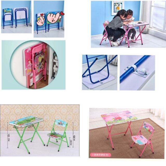 Cartoon character folding study TABLE with CHAIR | Lazada PH