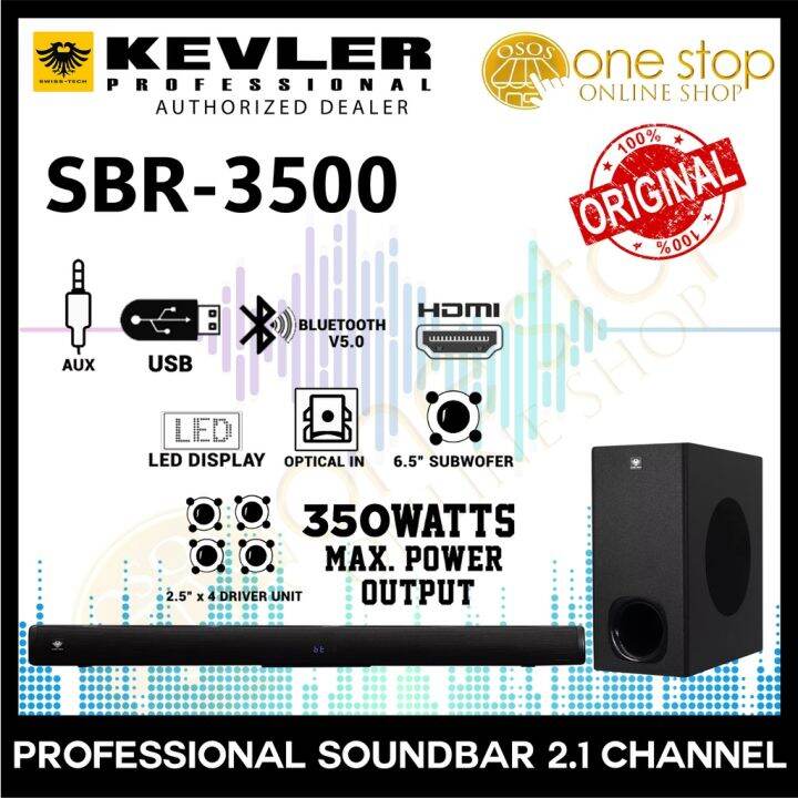 Kevler Original Professional Soundbar 2.1 Channel with Subwoofer 350W ...
