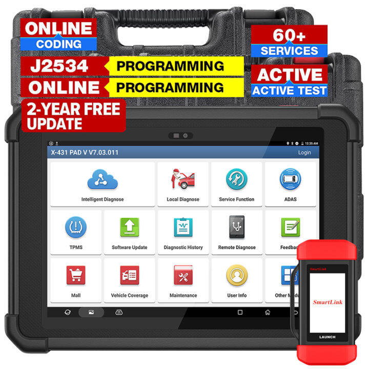 LAUNCH X431 PAD V J2534 Programming Tool, ECU Online Programming&Coding, All-in-One Diagnostics ...