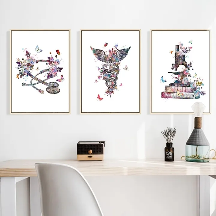 Physician Medical Device Watercolor Art Canvas Prints Caduceus ...