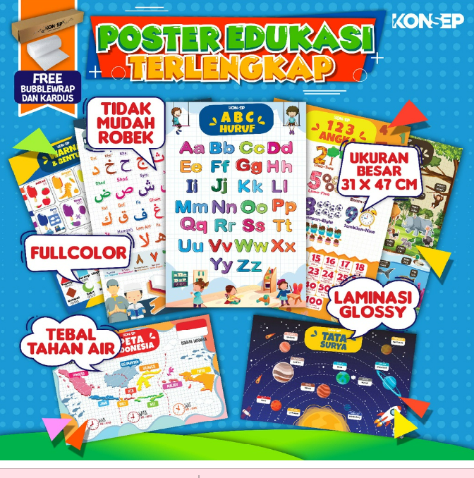 Konsep Poster Edukasi Pendidikan Anak Belajar Paud Balita TK Toodler SD ...