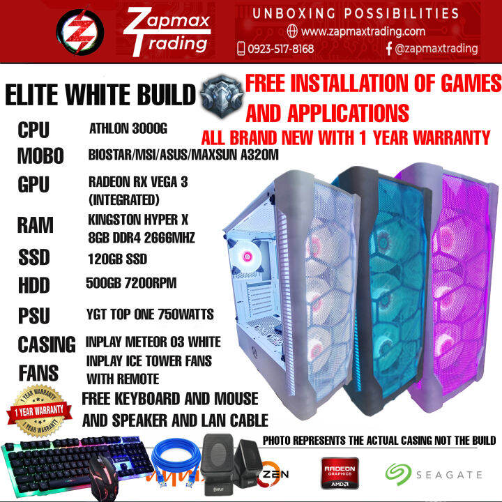 AMD ATHLON 3000G WHITE BUILD (BRAND NEW) / GAMING DESKTOP COMPUTER ...