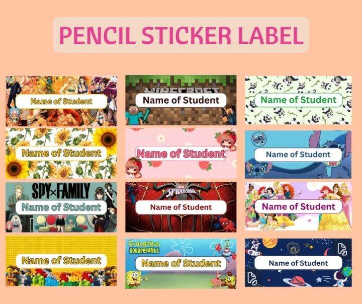 Pencil Sticker label 15pcs | 5.5cm x 2.5cm | Glossy sticker | SEND ...